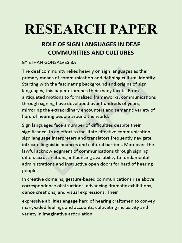 Sign Languages: Culture & Communication | PDF