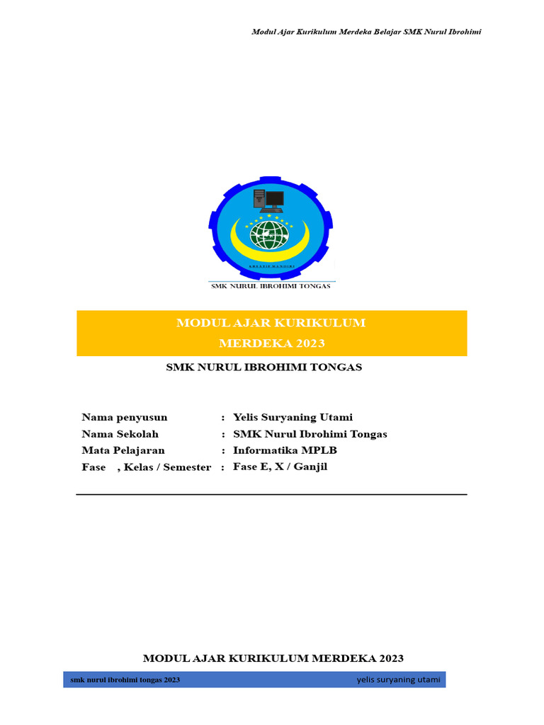 Format Modul Ajar Kumer | PDF