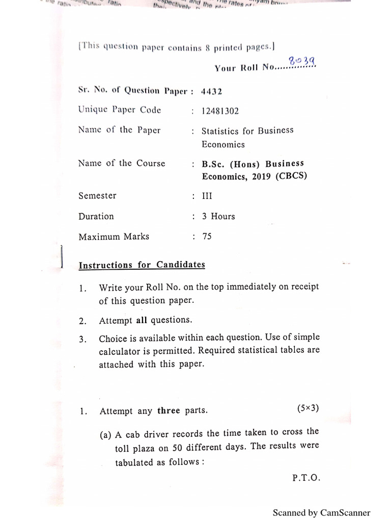 Sem III Stats - Cbcs 2019 | PDF
