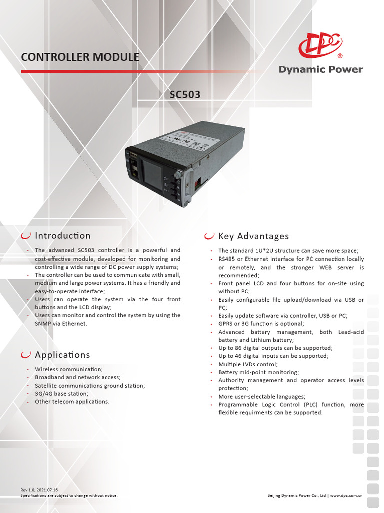 Powertech Controller_SC503_Datasheet_V1.0_210716 | PDF | Programmable Logic Controller | Power ...
