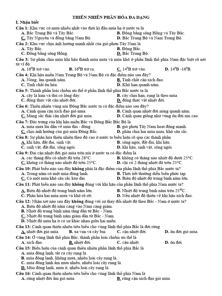 Thiên Nhiên Phân Hóa Đa D NG | PDF