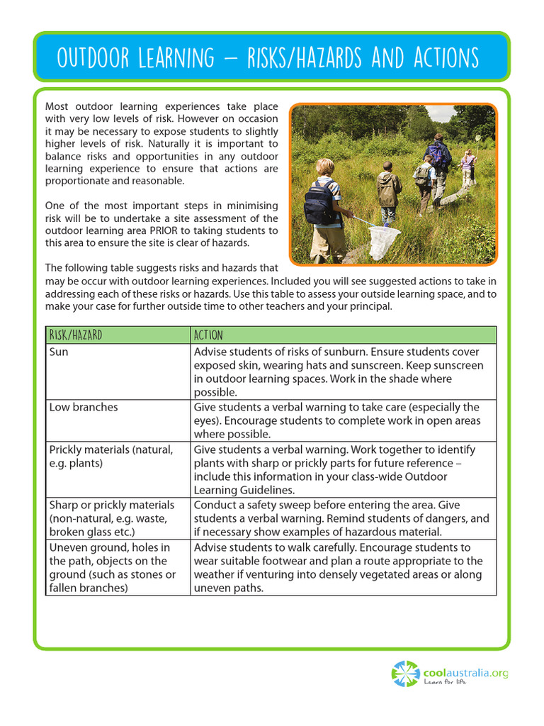 Outdoor Learning Riskshazards and Actions | PDF | Risk | Learning
