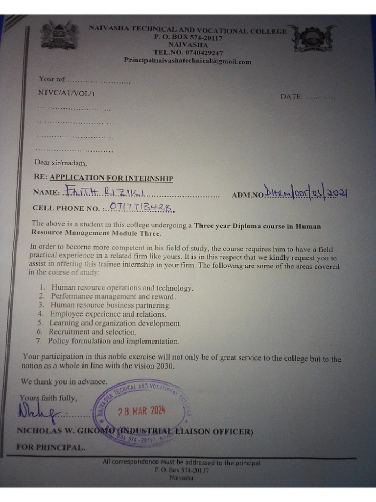 Application Letter NTVC | PDF