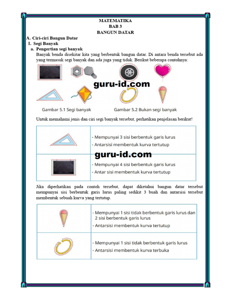 Ciri dan Jenis Bangun Datar Segi Banyak | PDF