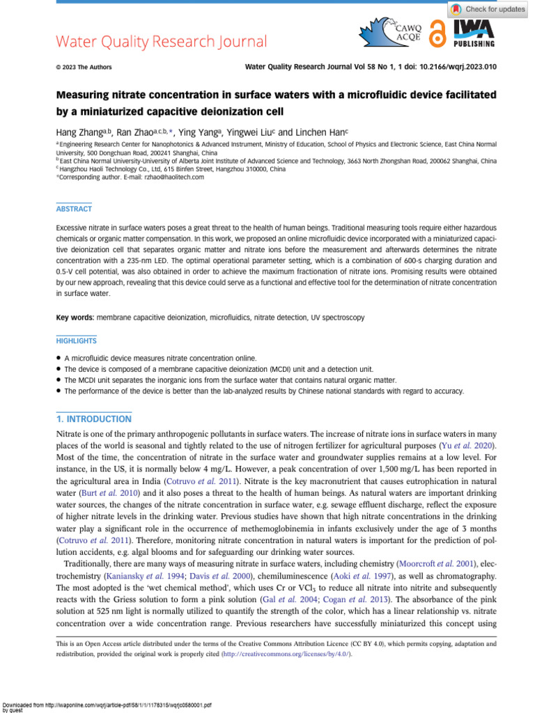 Water Quality Research Journal Vol 58 No 1 | PDF | Ion Exchange ...