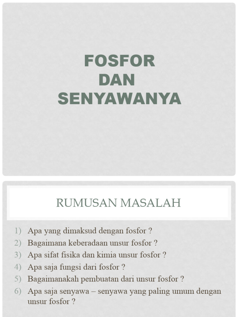 Prinsip Dasar Fosfor | PDF