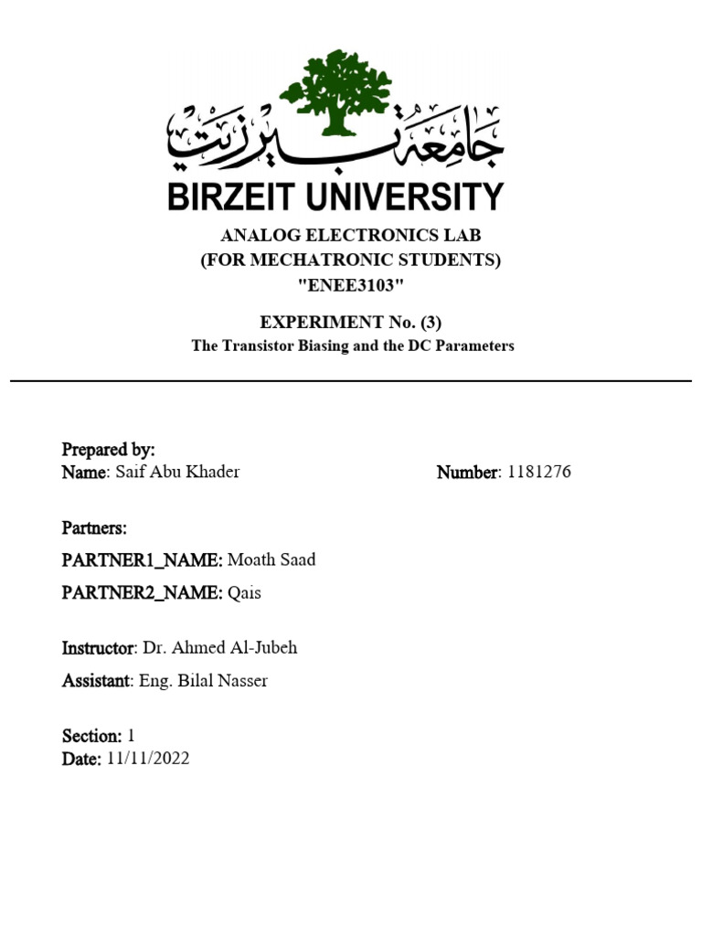 Report Exp3 | PDF | Bipolar Junction Transistor | Transistor