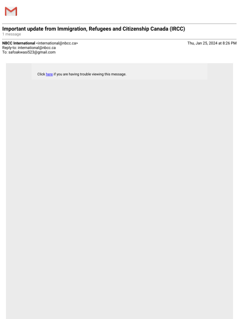 Gmail - Important Update From Immigration, Refugees and Citizenship Canada (IRCC) | PDF | Human ...