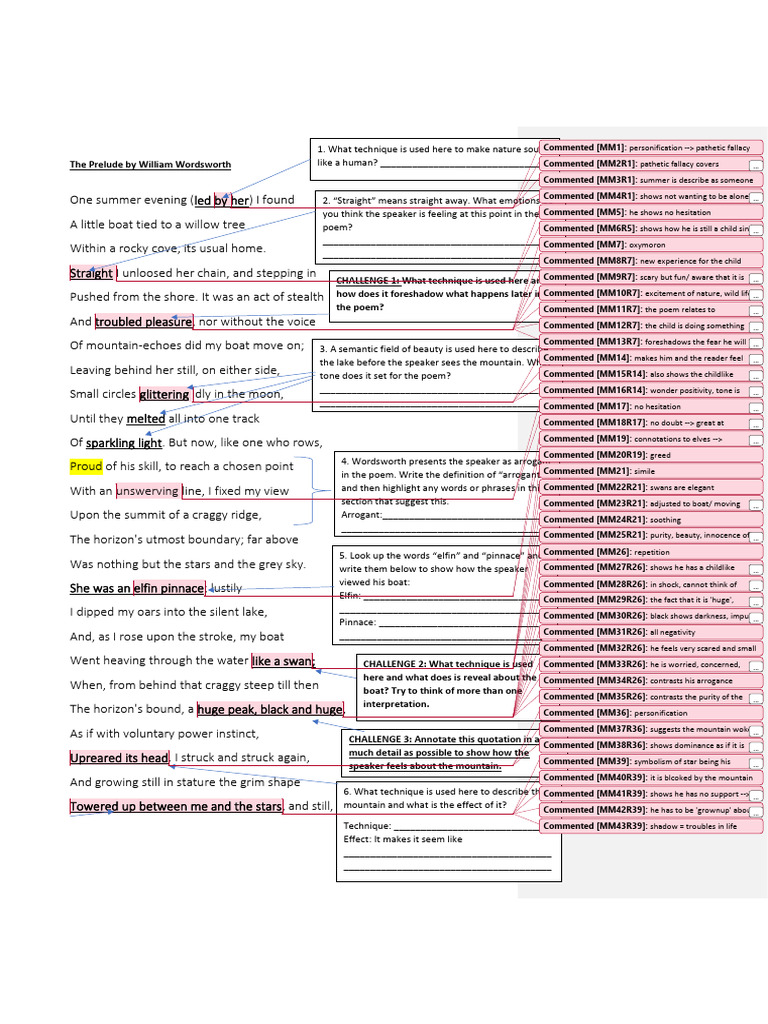The Prelude Challenge Worksheet | PDF