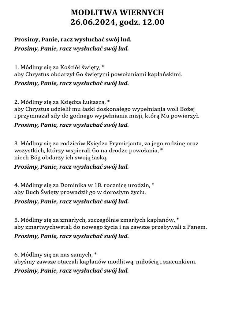 Modlitwa Wiernych Katecheza Nr 35 Liturgia Słowa (3): Credo,