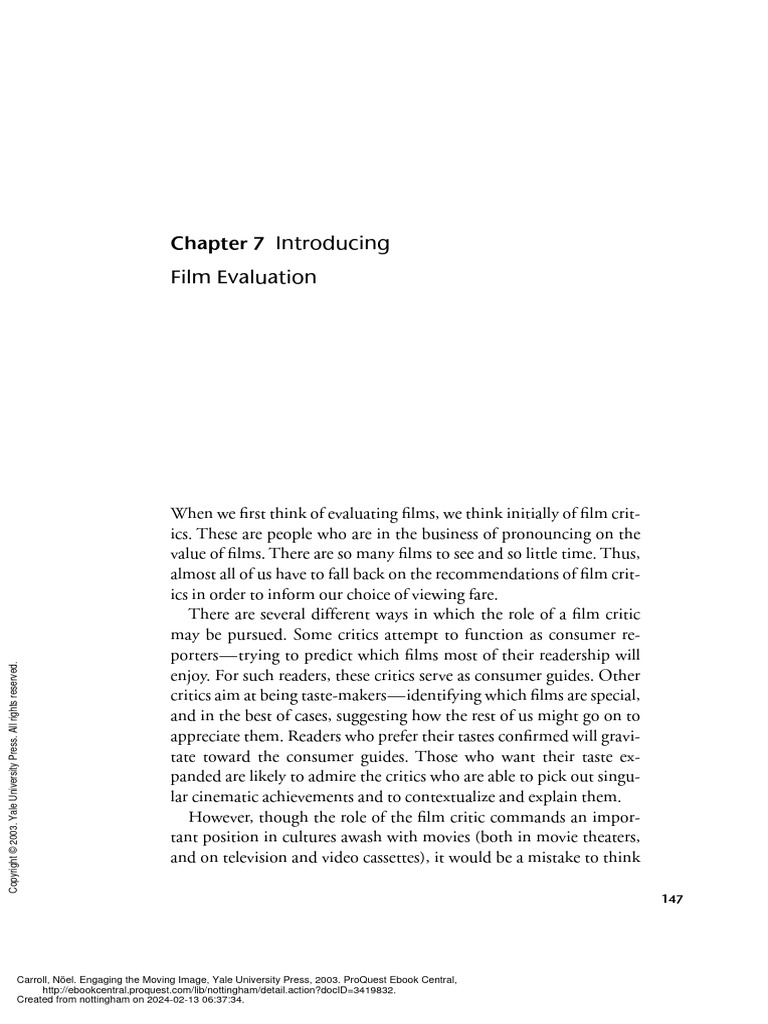 Carroll, Noel - Engaging The Moving Image - (7 Introducing Film ...