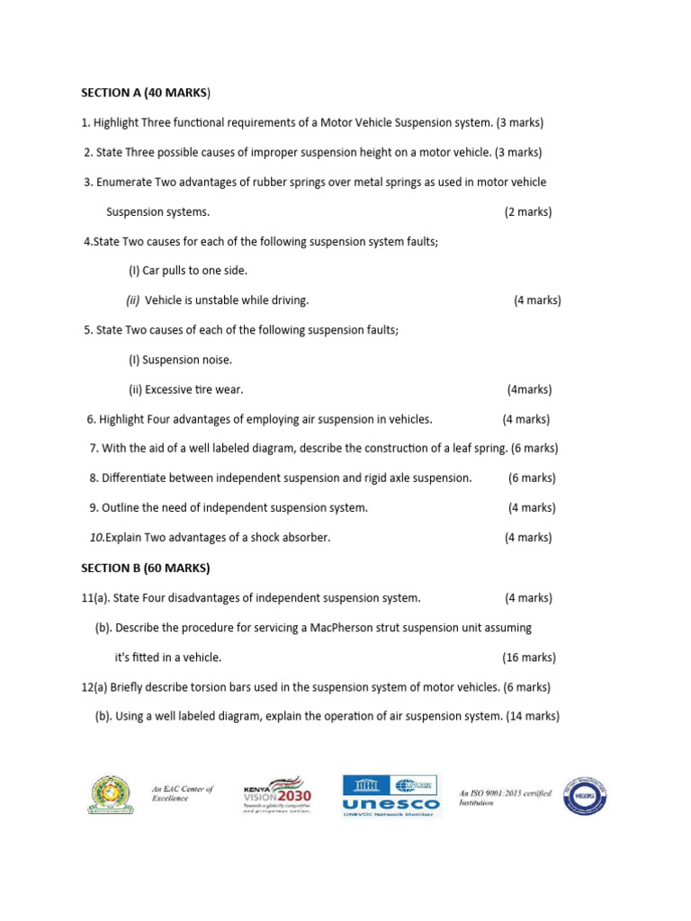 Suspension - System - l6 exam-DESKTOP-RL2SR2G | PDF | Manufactured ...