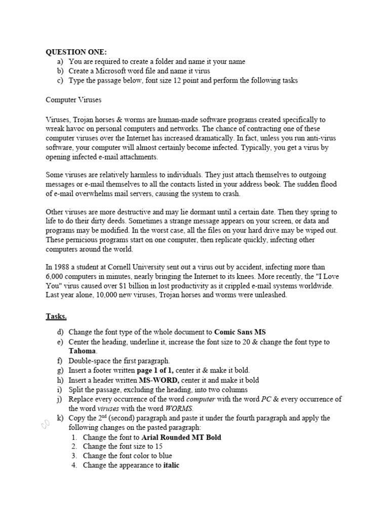 word qns | PDF | Computer Virus | Computer File