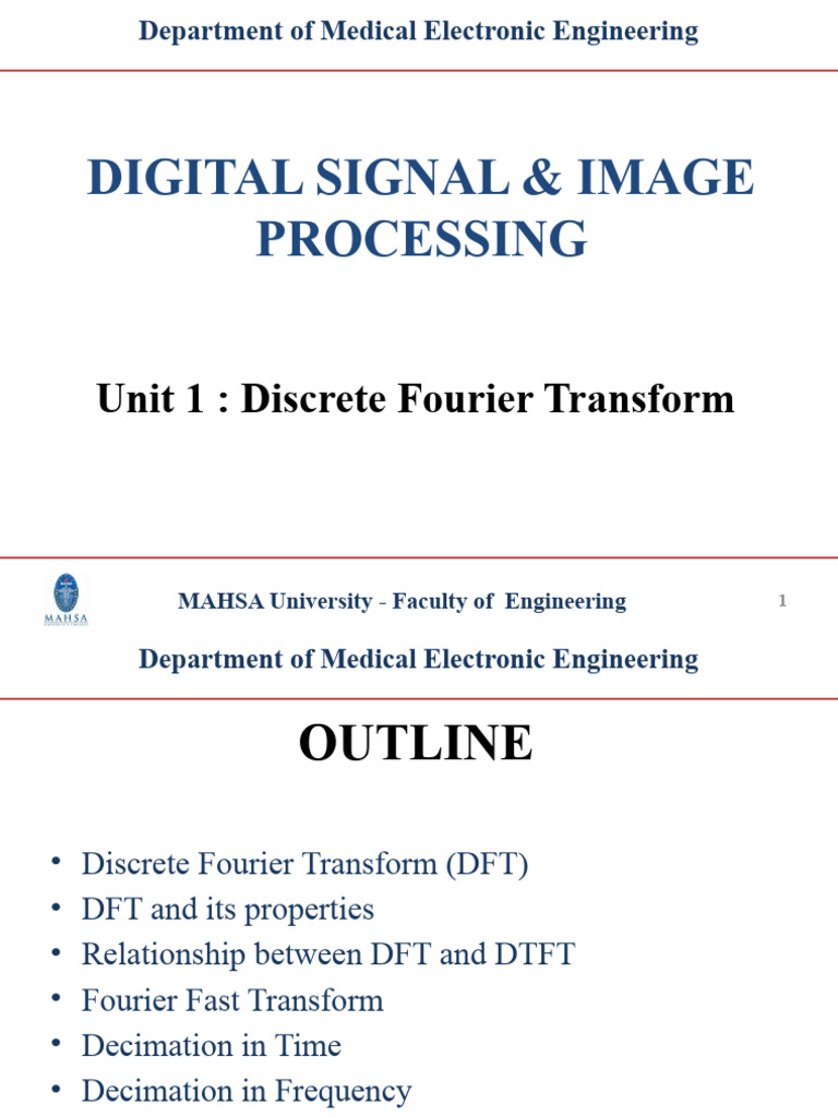 Unit 1 - Discrete Fourier Transform | PDF | Discrete Fourier Transform | Digital Signal Processing