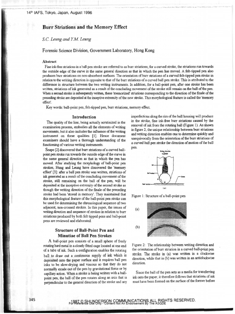 Burr Striations and Memory Effect in Forensics | PDF | Pen | Writing ...