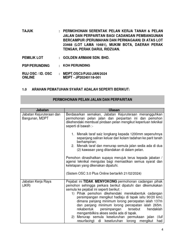 OSC3 - PJ02 - 2024 - ARAHAN PEMATUHAN - RND - GOLDEN ARMANI - KOH Perunding | PDF