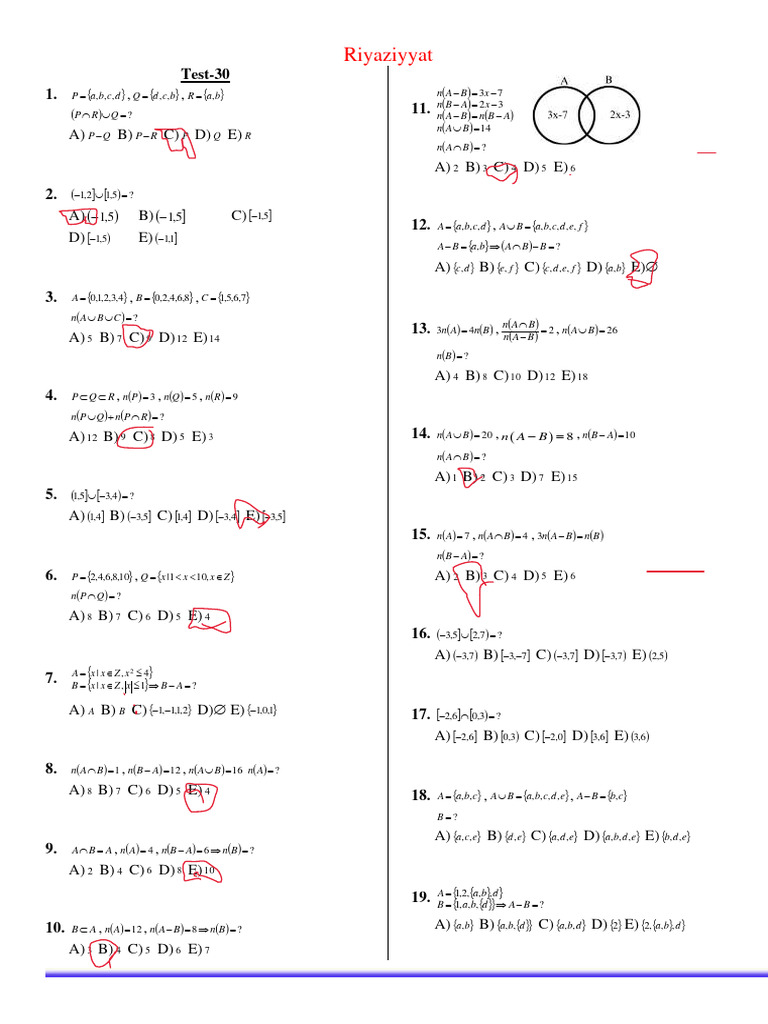 Algebra Test 30 | PDF