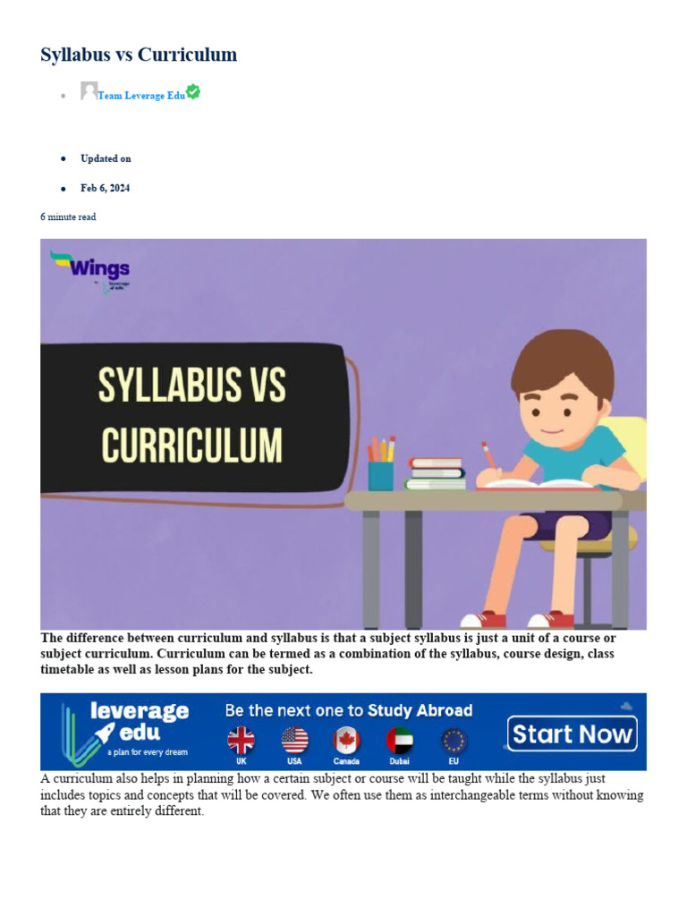 Syllabus vs Curriculum: Key Differences | PDF | Curriculum | Textbook