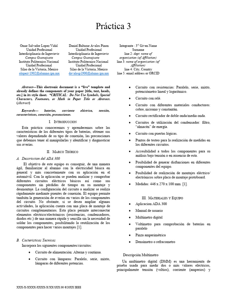 Practica 1 - 3 | PDF | Corriente eléctrica | Red eléctrica