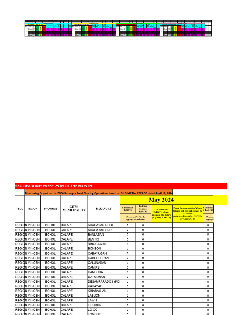 Calape - R7 - 2024 BaRCO Monitoring and Validation Google Spreadsheet - 051624 | PDF