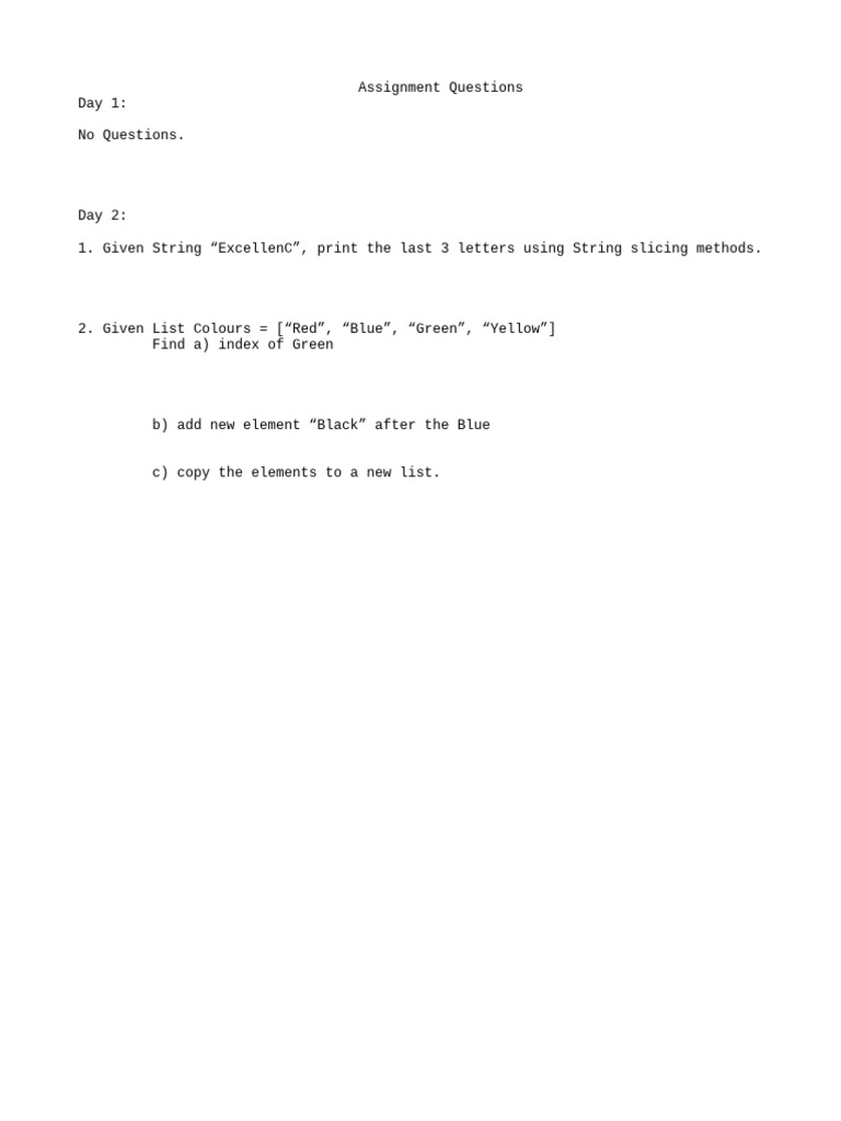 PYTHON Assignment | PDF | String (Computer Science) | Databases PYTHON Assignment | PDF | String (Computer Science) | Databases