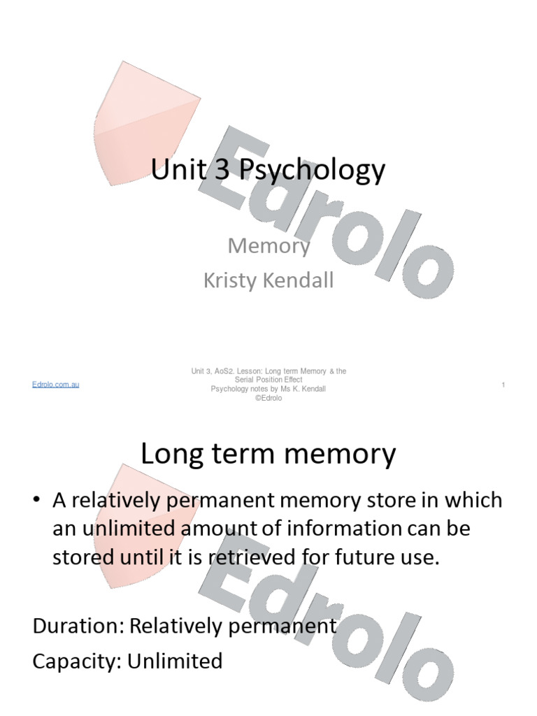 Long Term Memory & The Serial Position Effect - 1 | PDF | Long Term ...