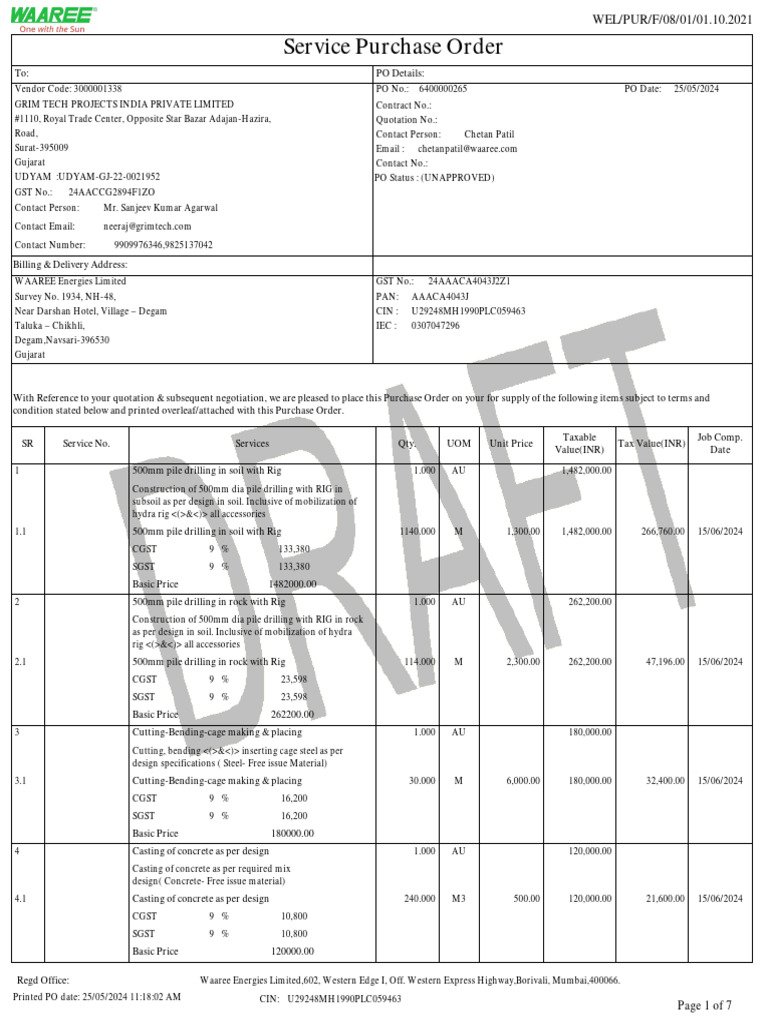 Draft Service Order 6400000265 Grimtech | PDF | Employment | Arbitration