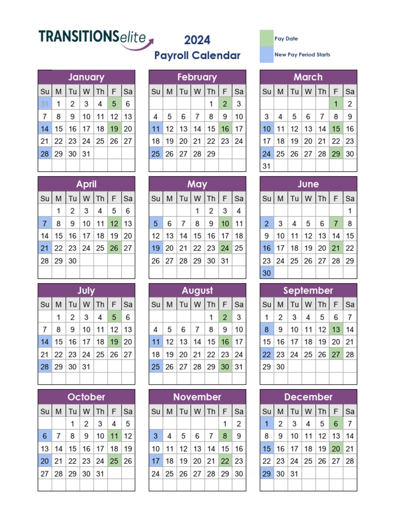 2024 Payroll Calendar | PDF