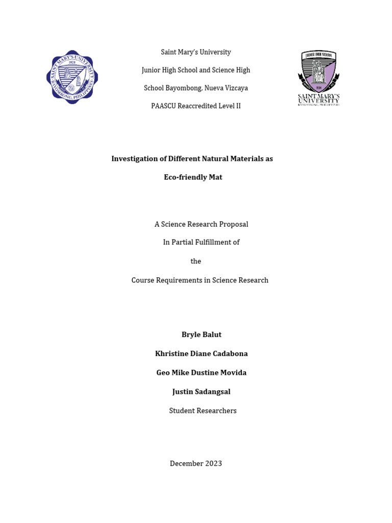 Eco-Friendly Mat Research Proposal | PDF | Polyvinyl Chloride ...