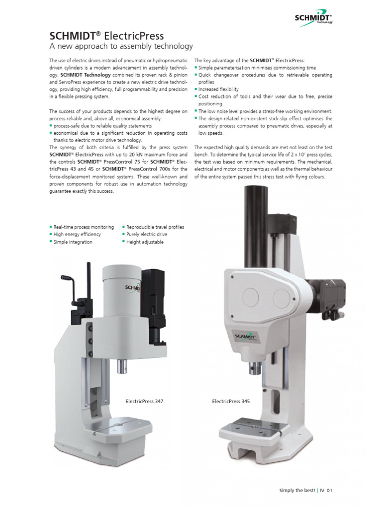 SCHMIDT-Electric-Presses | PDF | Force | Automation