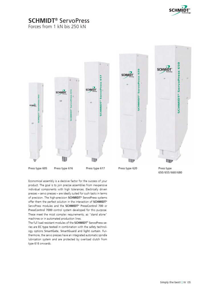 SCHMIDT ServoPresses | PDF | Control Theory | Force