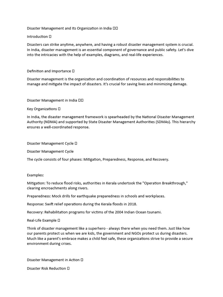 Disaster Management Framework in India | PDF | Emergency Management ...
