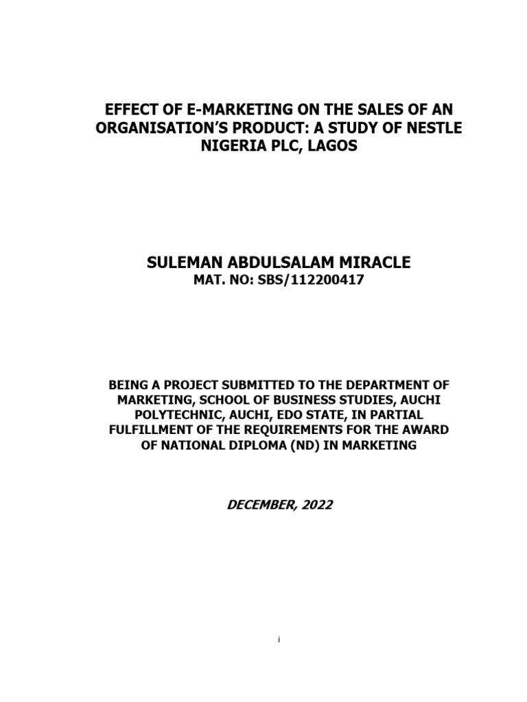 Abdulsalam Proj - MKT | PDF | Digital Marketing | Marketing