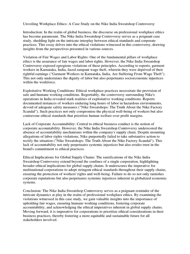 Workplace Ethics in Nike India Case | PDF | Sweatshop | Labor Rights