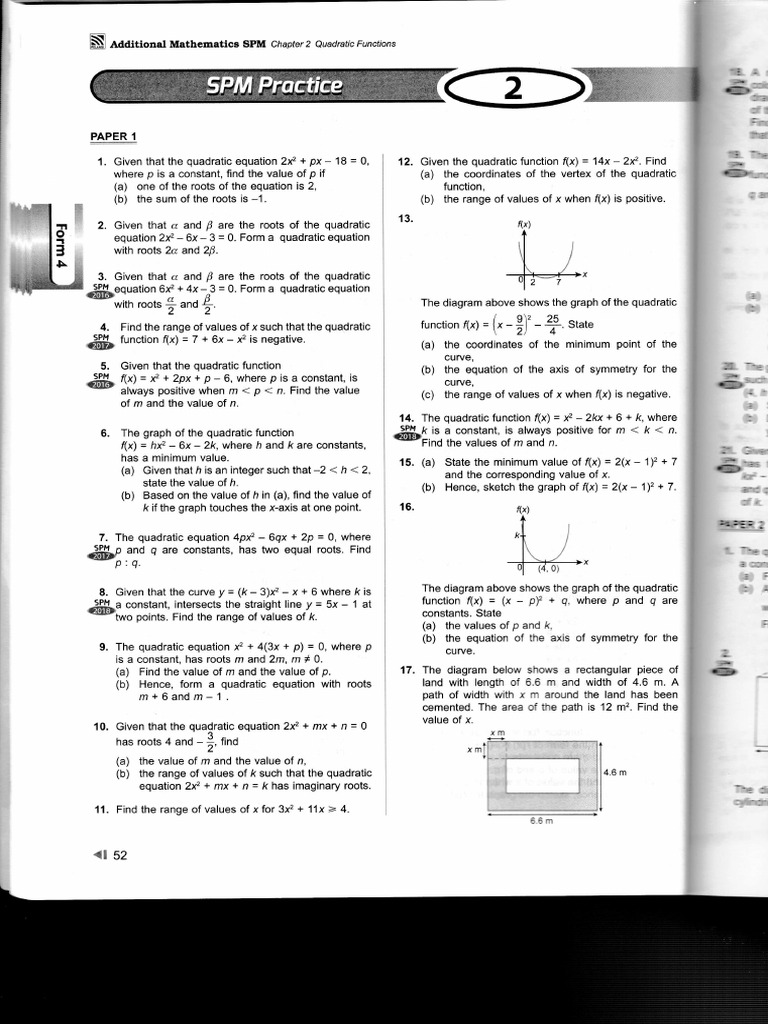 Chap 2 Quadratics Exercise | PDF | Graph Theory | Combinatorics