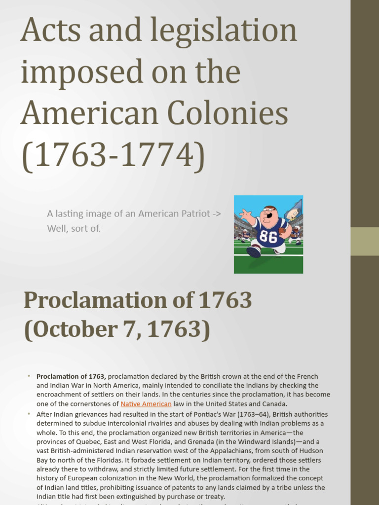 Acts and Legislation 1763-1774 | PDF