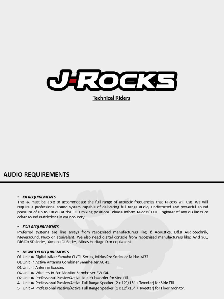 Tech Riders 2024 - Jrock | PDF | Musical Instruments | Sound Technology