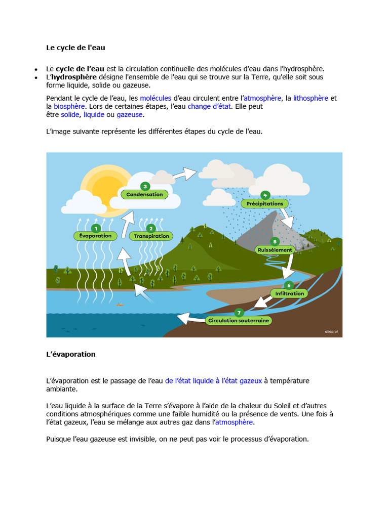 Les étapes du cycle de l'eau | PDF | Précipitation | Nuage