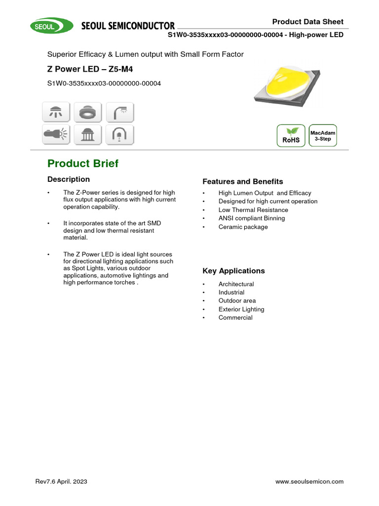 Z Power LED Product Data Sheet | PDF | Lighting | Light