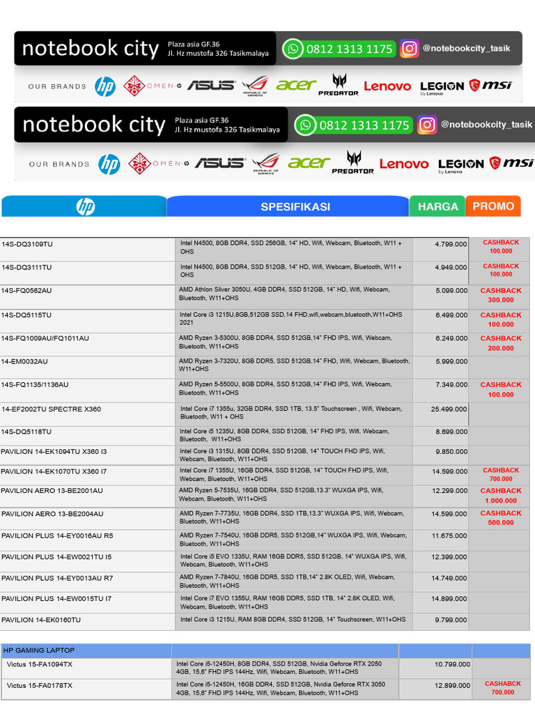 Laptop Models with Specs & Prices | PDF | Photocopier | Intel