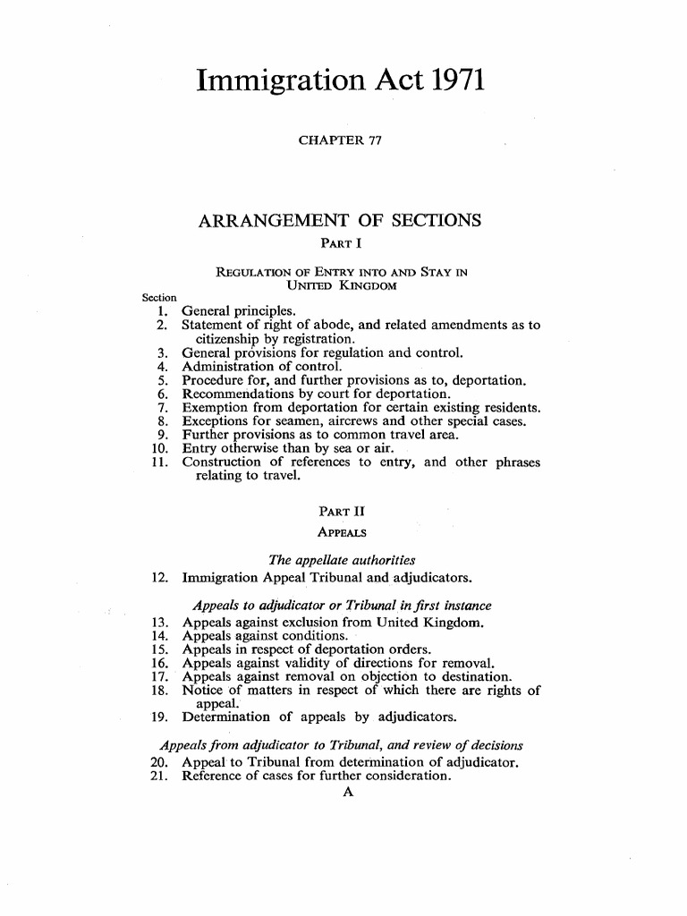 Immigration Act 1971 Overview | PDF | Appeal | Justice