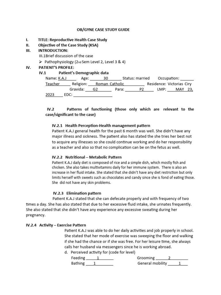 Case Study Ob | PDF | Pregnancy | Uterus