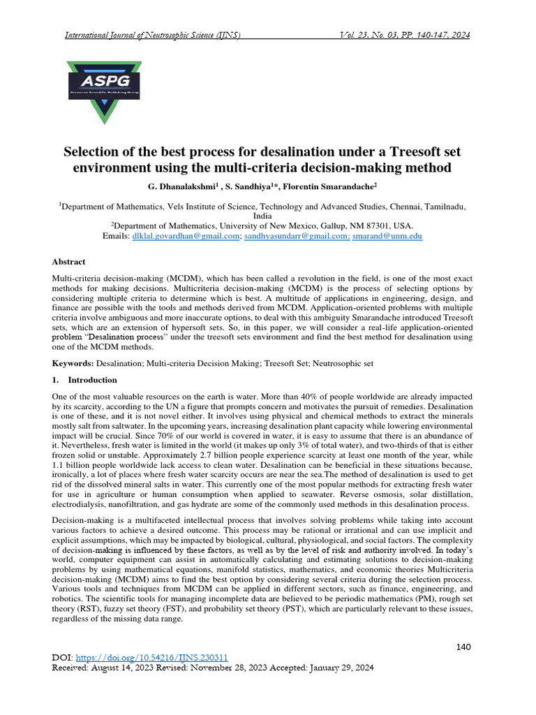 Desalination Decision-Making Guide | PDF | Water | Matrix (Mathematics)