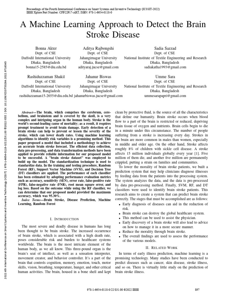 ML Model for Brain Stroke Detection | PDF | Sensitivity And Specificity | Support Vector Machine