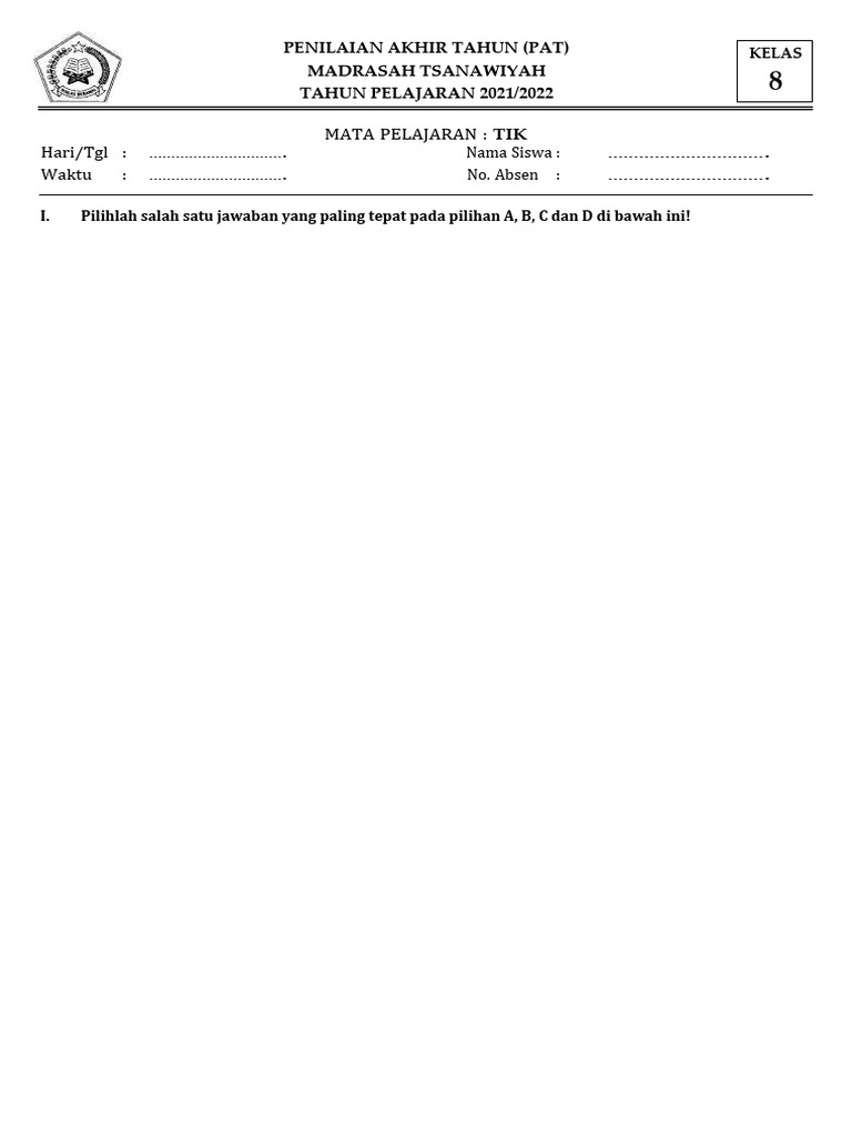 Soal Pat Tik Viii - 2024 | PDF