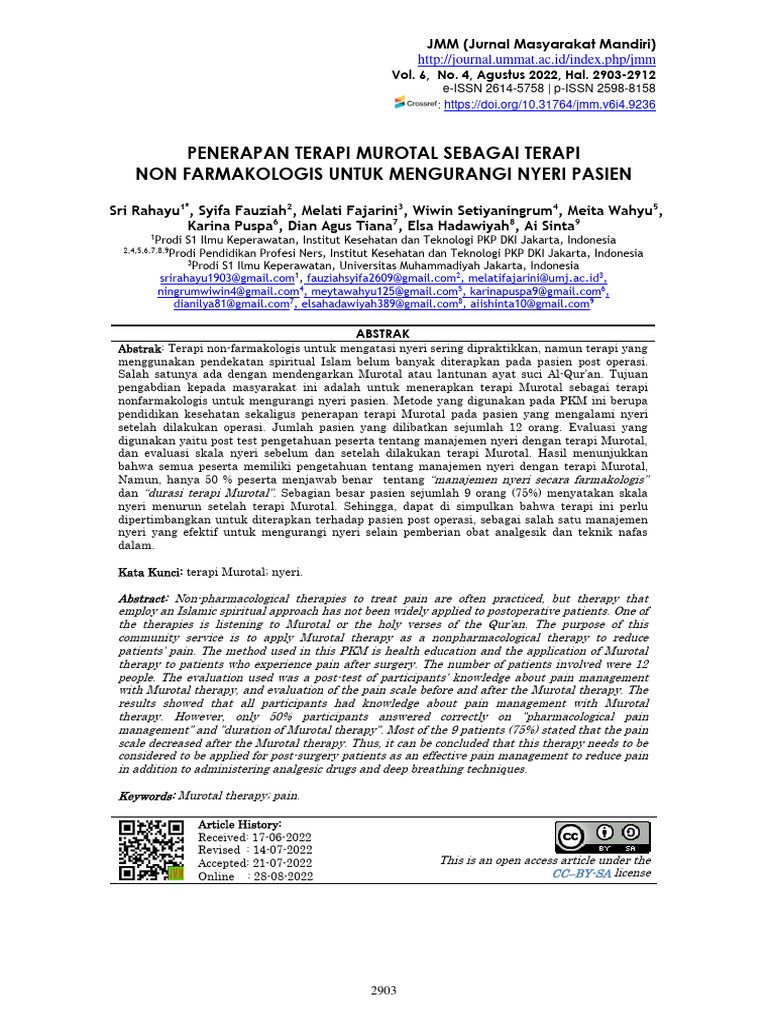 Penerapan Terapi Murotal Sebagai Terapi Non Farmak | PDF