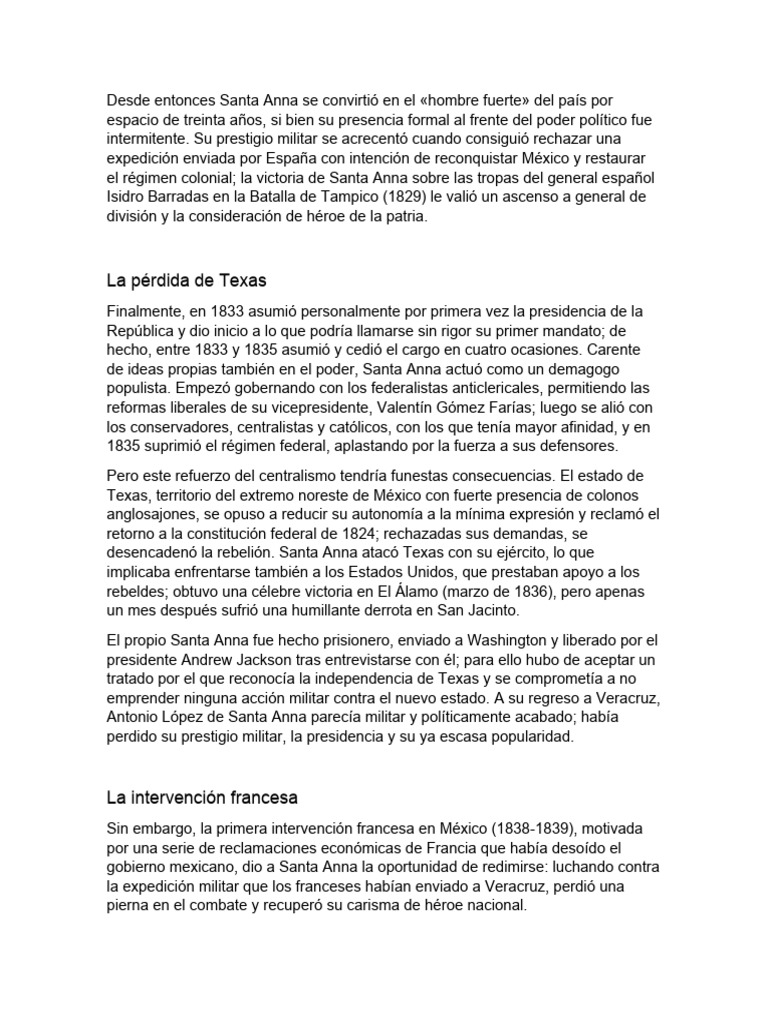 Antonio Lopez de Santa Anna | PDF | Texas mexicano | México