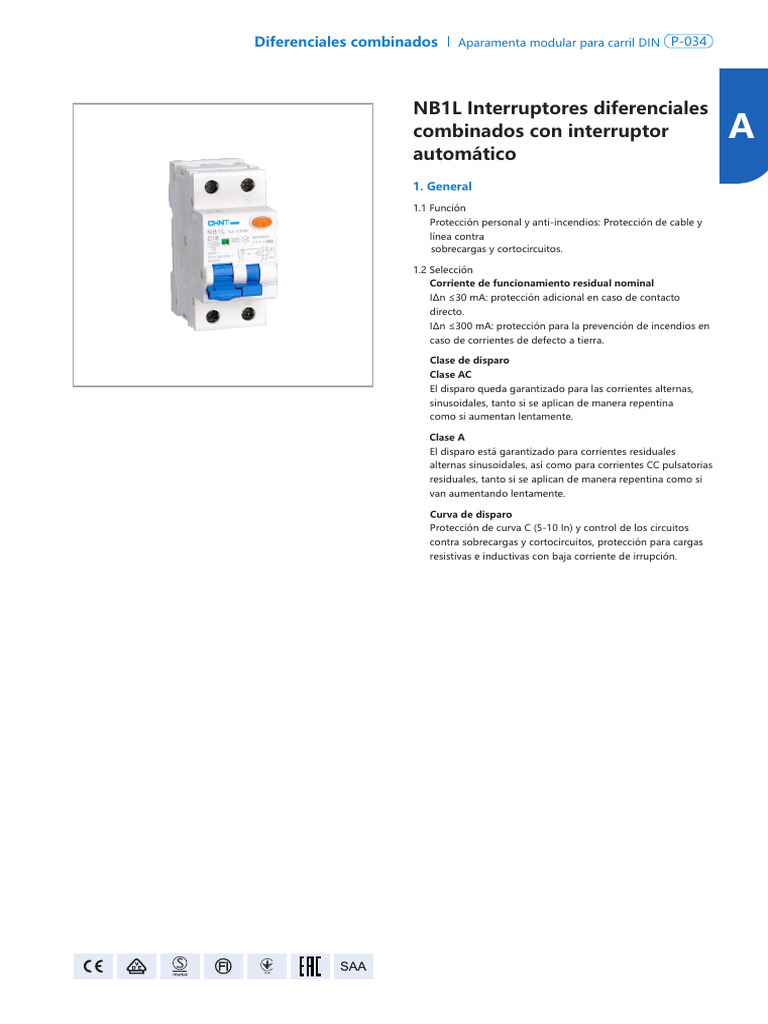 Ficha Chint Serie NB1L | PDF | Electromagnetismo | Electricidad
