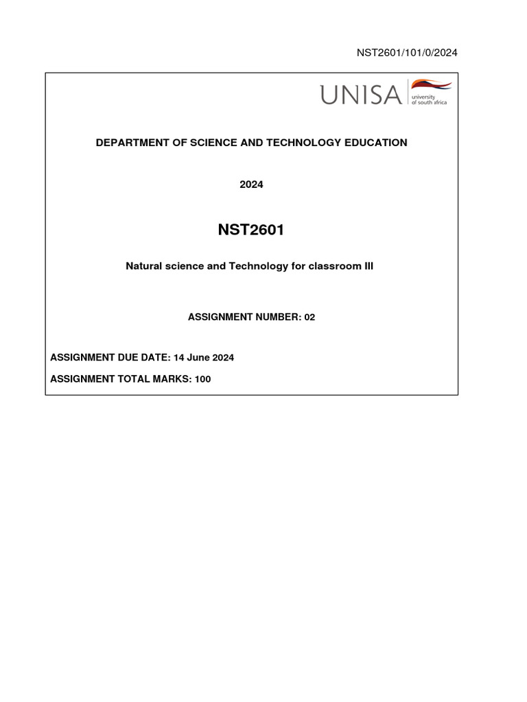 Nst2601 Assignment 02 of Tut Letter 101 2024 | PDF | Learning | Science
