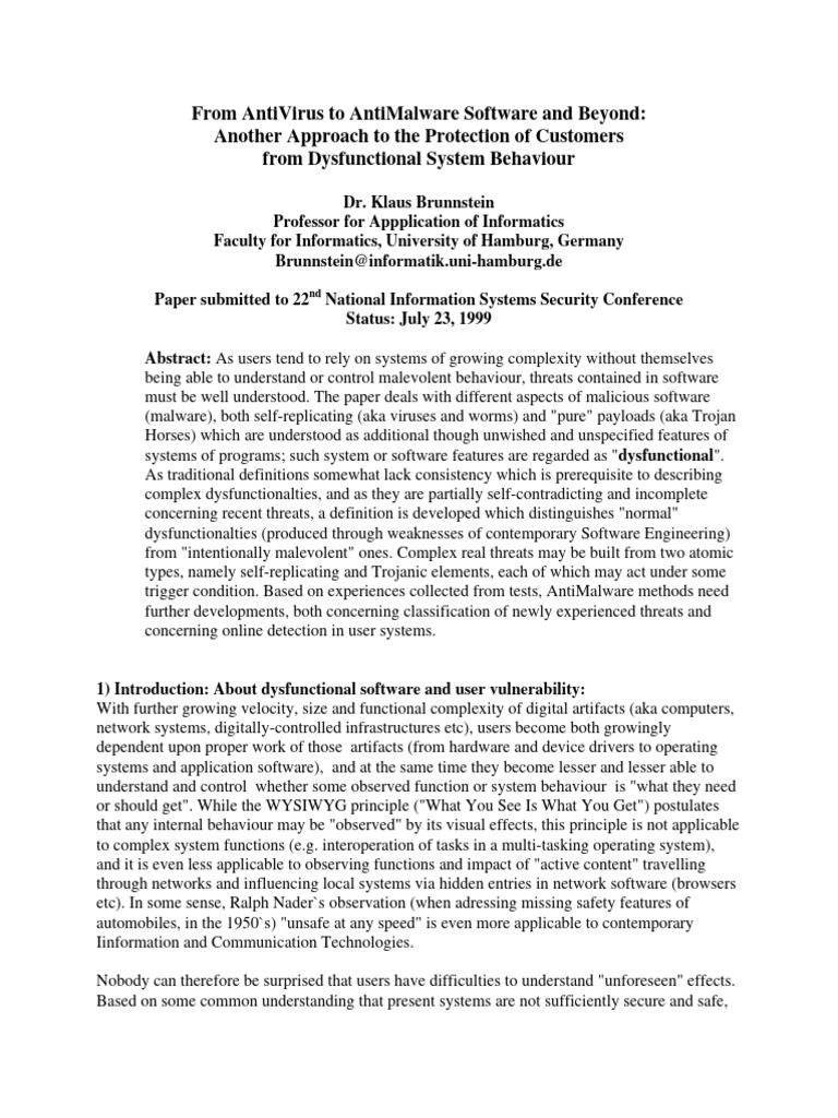dysfunctional system behaviour | PDF | Malware | Computer Virus